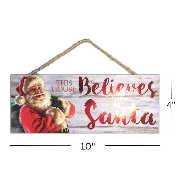 Believe in Santa Wooden Sign with Rope Hanger | Glow Decor