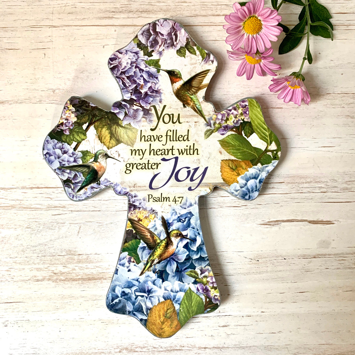 Hummingbirds Wooden Cross | Glow Decor