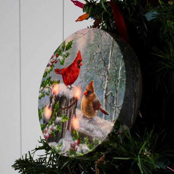 Winter Cardinals LED Ornament | Glow Decor