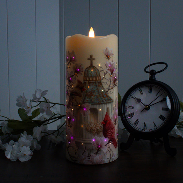 Cardinal Chapel Fiber Optic Candle | Glow Decor