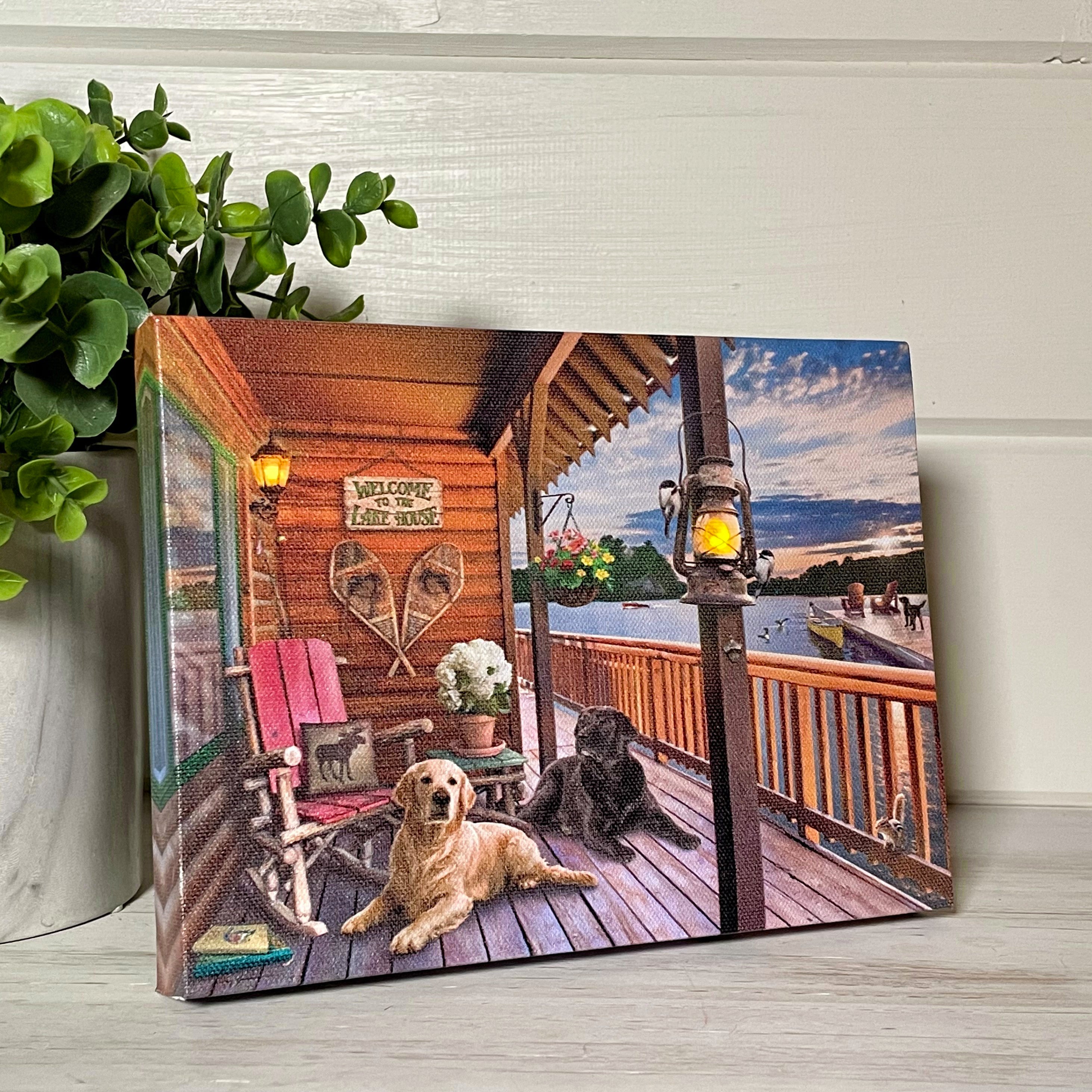 The Lake House 8x6 Lighted Tabletop Canvas | Glow Decor